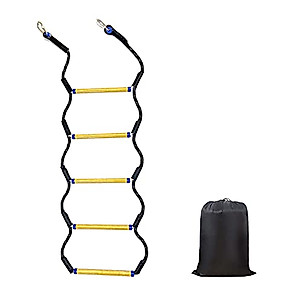 Boat Rope Ladder, 5 Step Heavy Duty 400Lbs Strength Rope Ladder for Inflatable Boat, Fishing Boat, Kayak, Motorboat, Canoeing, Extra Long Portable Marine Boarding Rope Ladder (Black)