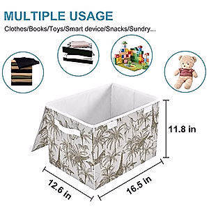 CaTaKu African Animals Storage Bins with Lids and Handles, Fabric Large Storage Container Cube Basket with Lid Decorative Storage Boxes for Organizing Clothes