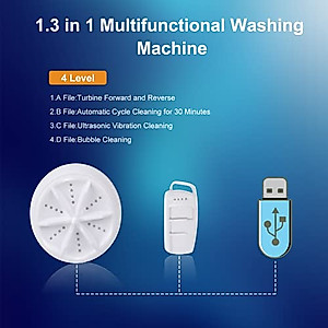 Portable Washing Machine, Mini Ultrasonic Washing Machine 3 in 1 Dishwashers Ultrasonic Waves Suitable for Home, Business, Travel, College Room, RV, Apartment