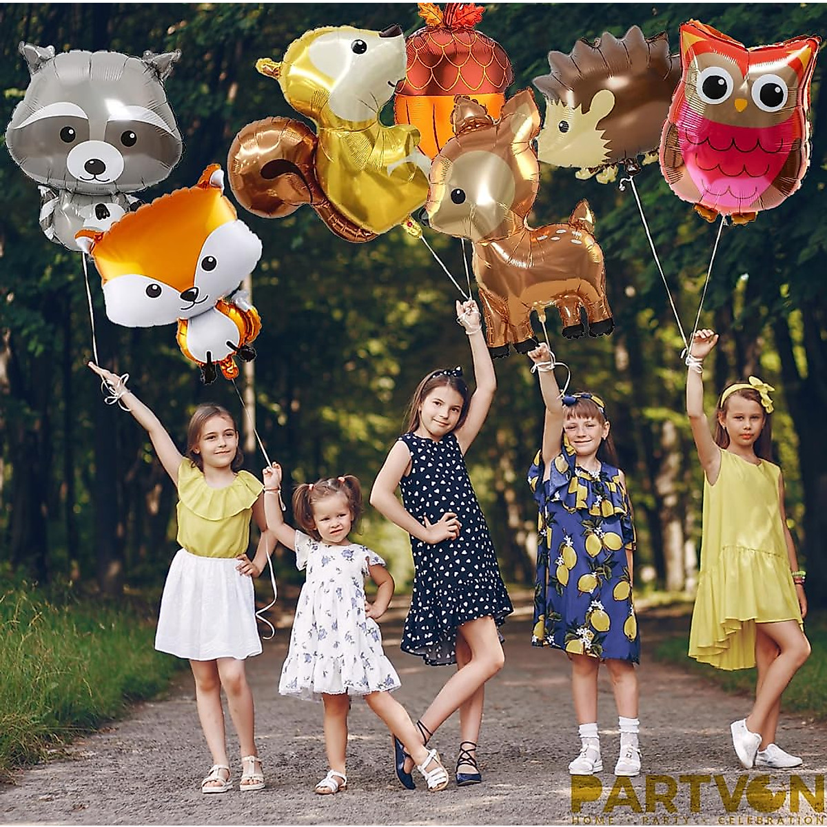 13 Pieces Woodland Animal Balloons, Forest Animals Foil Mylar Balloon for Woodland Themed Baby Shower Birthday Fall Party Decorations