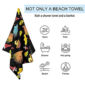 My Little Nest Bath Towels Quick Dry Bathroom Towels Mushrooms Hedgehogs Absorbent Shower Towels Soft Hand Towel Wash Cloths for Spa Pool Hotel Gym 31" x 51"