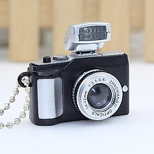 Mini Camera LED Keychain Key Ring Toy with Flashlight Sound Bag Phone Pendant,Perfect Child Intellectual Toy Gift Set Black