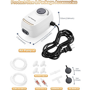 MoonOrange 3W Aquarium Air Pump, Adjustable Aquarium Aerator with 2-Outlet, Super-Powerful & Quiet Oxygen Pump for Fish Tanks up to 100 Gallon with Full Accessories.(Upgrade Noise-Reduce)