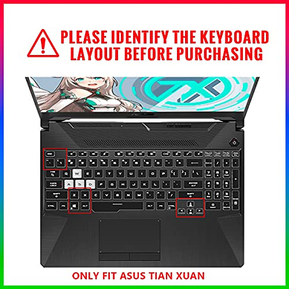 WYGCH Silicone Keyboard Cover Skin for ASUS Tianxuan 15.6 inch/Tianxuan Plus 17.3 inch for ASUS Flying Fortress 8 FA506 Gaming Laptop USA Version(Flame Colorful)