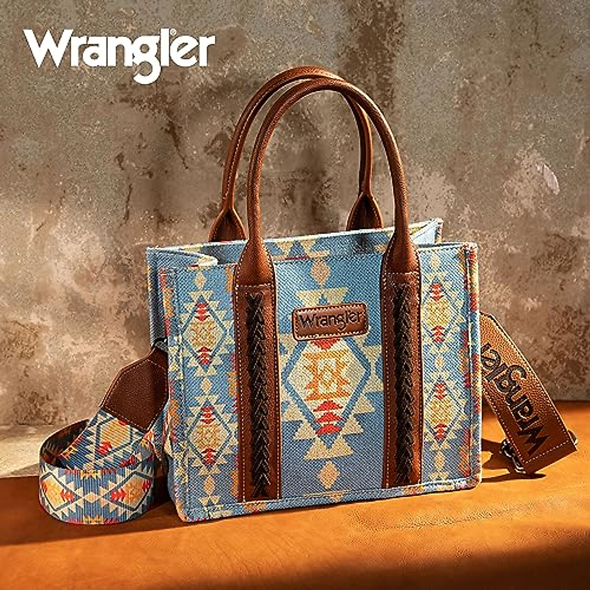 Wrangler Purse for Women Boho Aztec Tote Bag Hobo Shoulder Top Handle Handbags with Wide Guitar Strap Fall Collection XY6 WG2202-8120SBR