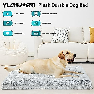 YIZHUOPET Dog Bed, Dog Crate Pad with Removable Washable Pet Mat Cover, Non-Slip Bottom, Waterproof Orthopedic Dog Beds for Large/Medium/Small Dogs (XL(42''x30''x4''), Grey)