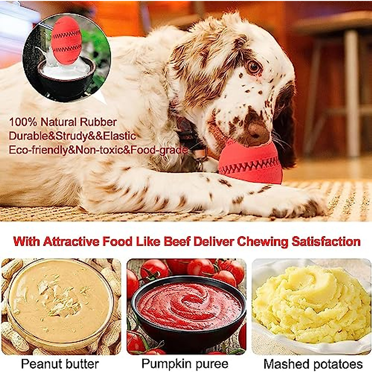 MosaiRudo Squeaky Latex Dog Toy Balls Football Rugby Fetch Interactive Toy for Medium Large Dogs, Dog Treat Ball for Teeth/Slow Feeder (Red)