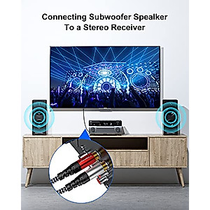 Larxavn RCA Cables 15 ft, RCA Audio Cable [Hi-Fi Sound, Nylon Braided, Shielded] RCA to RCA Audio Cable for Home Theater, HDTV, Amplifiers, Hi-Fi Systems, Speakers