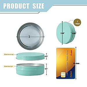 LIYAR 2 oz Tins with Lids for Salve 48 Pack Salve Tins 2oz Tins Container Round Cosmetic Tin Jars Ideal Candle Jars Aluminum Tin Cans with Screw Lids for Powder, Spice,Salve,Candles(Mint Green)