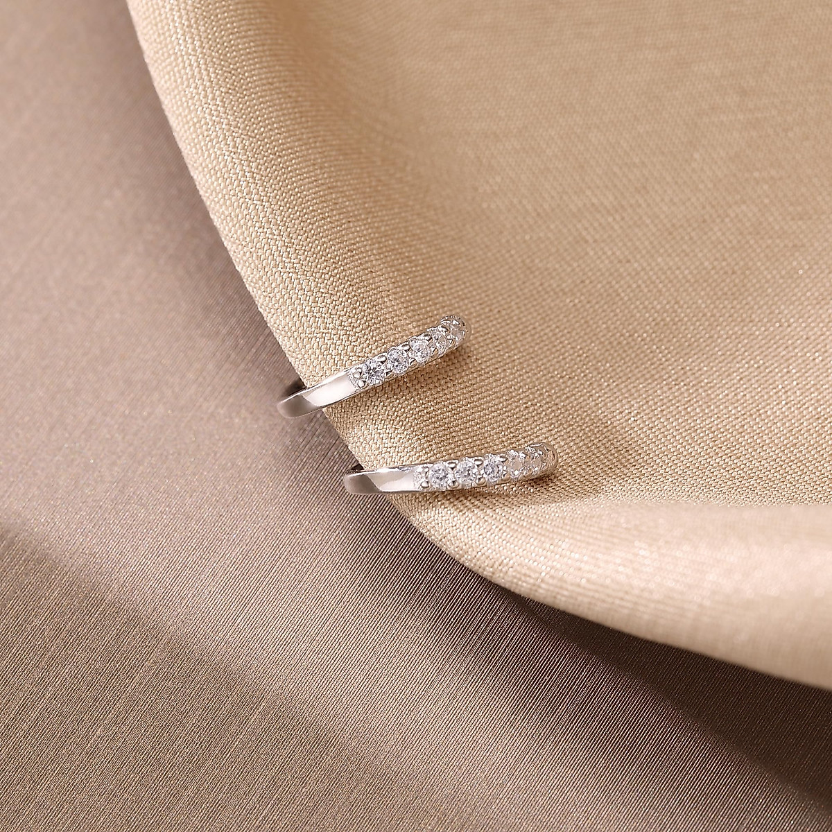 SLUYNZ Sterling Silver CZ Ear Cuff Clip On Earrings for Women Teens No Piercing Cartilage Earrings (A-Silver)