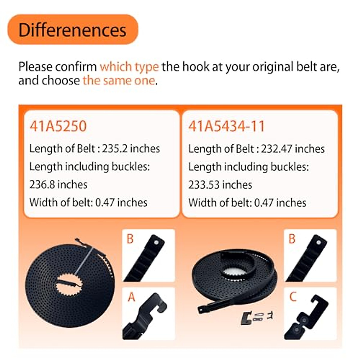 41A5250 Belt Fits for 7ft Hight Garage Door 237'' 41a5250