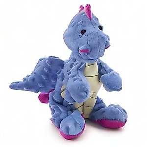 goDog Bubble Plush Dragons Squeaky Dog Toy, Chew Guard Technology - Periwinkle, Large