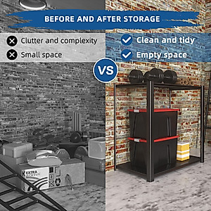 WOZBUD 20" H Heavy Duty Garage Shelving Unit, 20" W Adjustable Metal Storage Rack, 2-Tier Metal Shelves, 12" D Industrial Shelving for Garage, Basement, Workshop, Heavy Duty Storage Shelf