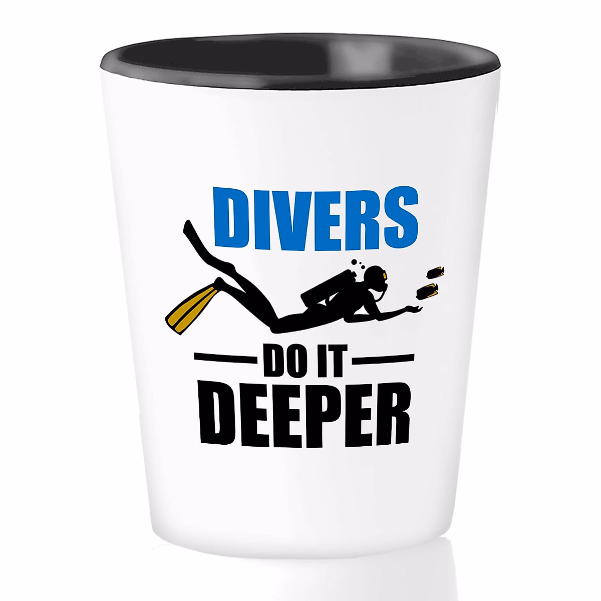 Bubble Hugs Scuba Diving Shot Glass 1.5oz - Divers Do It Deeper - Diver Swimmer Pool Lake Surface Oxygen Coral Snorkeling Holiday Summer Fish