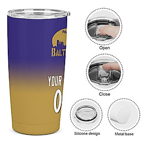 Custom Car Tumbler,Tumblers Stainless Steel 20.8oz,Personalized Football Cup,Sports Travel Coffee Mug,Customized Presents Gifts for Mother's Day Friends Fan Players Coach Lovers,Custom Number and Name