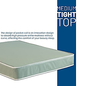 Treaton, Pressure Relieving & Cooling Tight Top Pocket Coil Hybrid King Mattress - 8-inch Water Proof Vinyl Medium Firm Mattres, Great for Hospital and Institutional Use, Bed in Box, Green