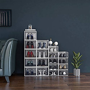 Sneaker Storage,Shoe Boxes Clear Plastic Stackable 18 Pack Fit up to US Size 14,9 Medium and 9 Large,White