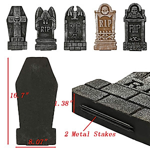 Sunnyglade Set of 5 Pack Halloween Foam RIP Graveyard Tombstones for Halloween Lawn Yard Decorations