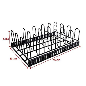 X-cosrack Metal Food Container Lid Organizer&Adjustable 6 Dividers Storage Container Lid Holder Rack for Cabinets, Cupboards, Pantry Shelves, Drawers to Keep Kitchen Tidy,Black(Patent Pending)