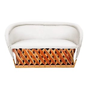Love Seat Equipal Furniture Handmade By Equipales San Jose White Color Mexican Traditional Style Ideal for your home, house, garden, office, restaurant, hotel, bar, beach, living room, bedroom