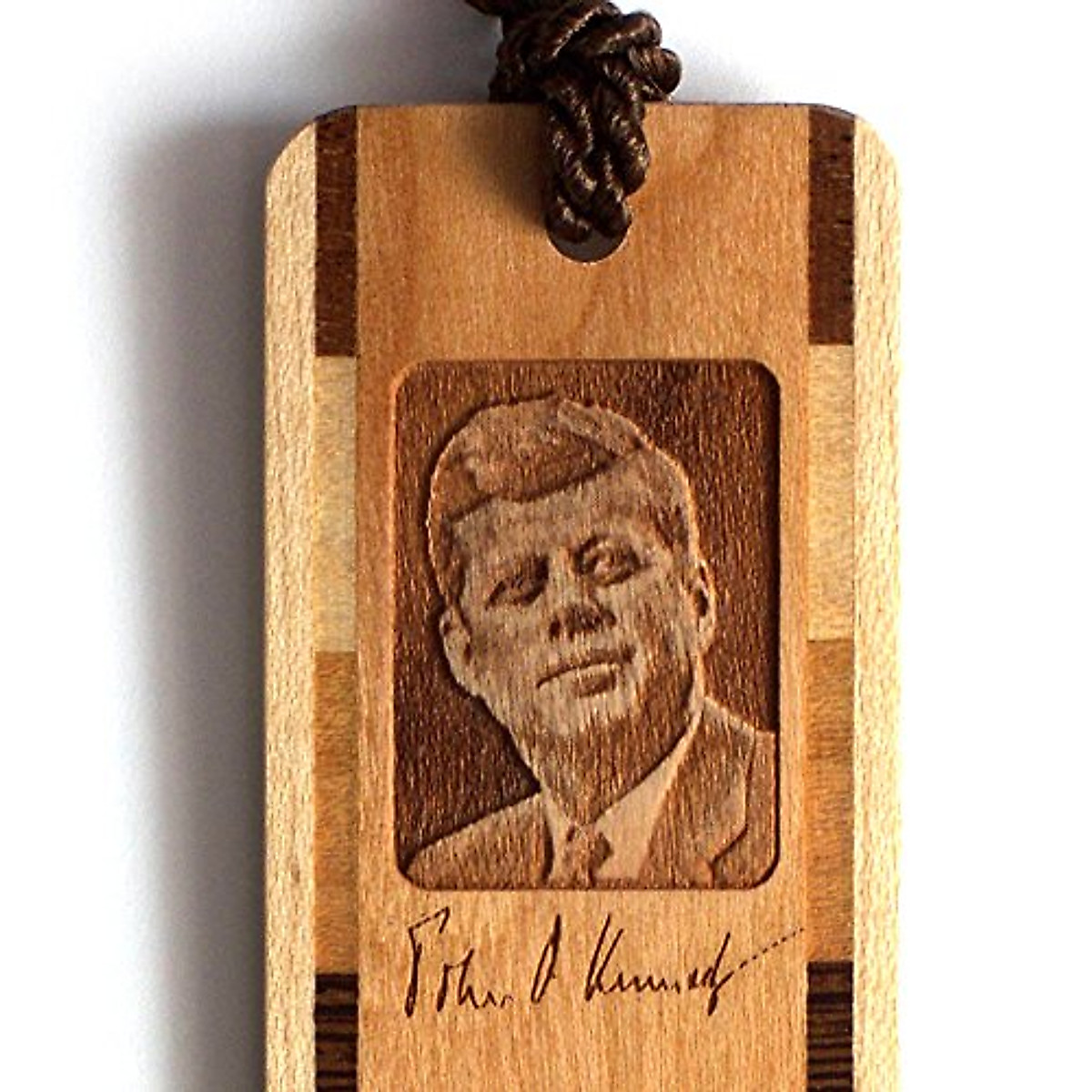 President John F. Kennedy Photo with Signature Engraved Wooden Bookmark with Tassel - Also Available Personalized