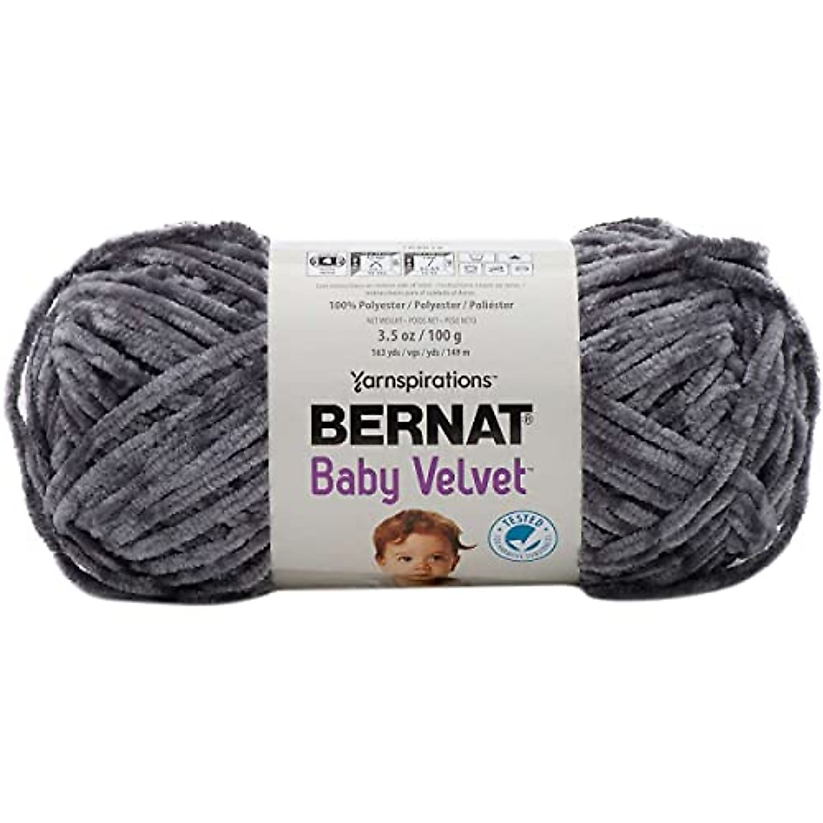 Bernat Baby Velvet Yarn Vapor Gray 164018-18024 (3-Skeins) Same Dye Lot Worsted Medium #4 Soft 99% Acrylic/1% Polyester Bundle with 1 Artsiga Craft Bag