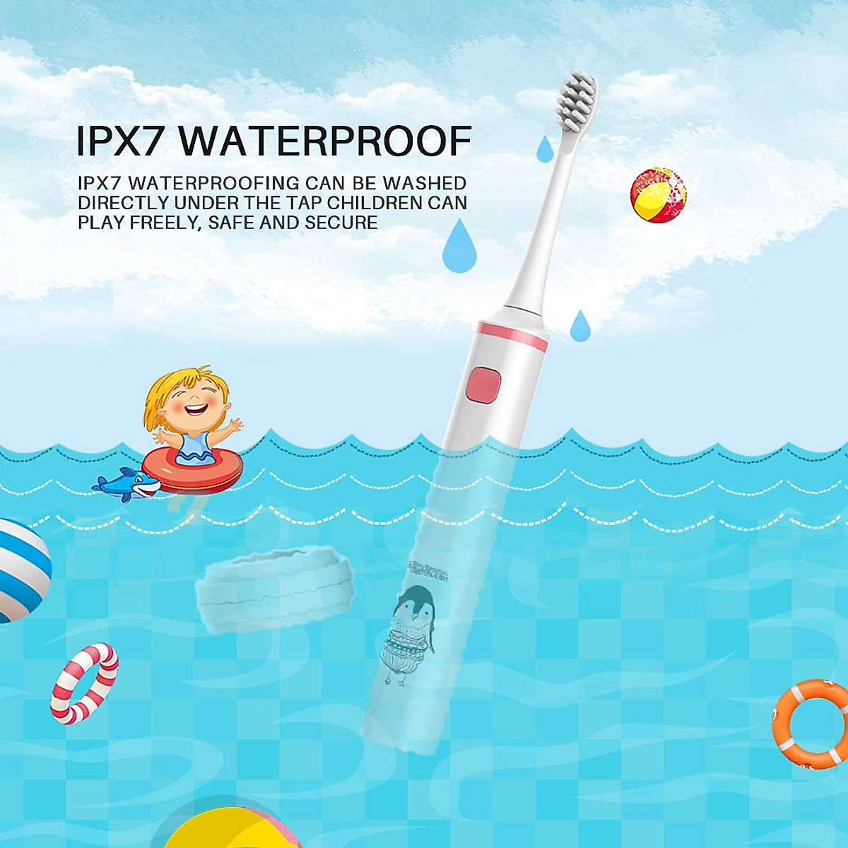 leyoung Kids Electric Toothbrush, Vibrating Toothbrush for Children Boys and Girls Age 3-13, with Smart Timer Rechargeable Electric Toothbrush, IPX7 Waterproof, Christmas Gift for Kids