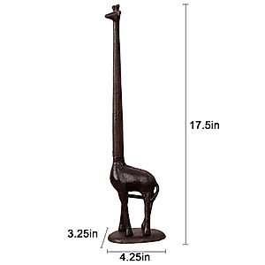 Ogrmar Cast Iron Giraffe Paper Holder Decorative Bathroom Toilet Paper Holder Stand 3.25 X 17.5 X 4.25 Inches (Brown)