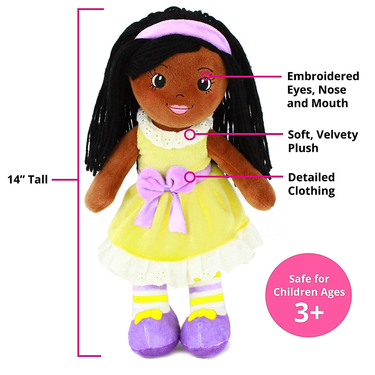 Playtime by Eimmie 14" Soft Baby Doll - Plush Rag Dolls for 2 Year Old Girls & Boys, Toddler & Infants - Kaylie - Soft Dolls for Girls - Baby First Doll - Cloth Dolls for Toddlers - Soft Plush Doll