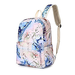 Backpack for Teen Girls School Laptop Backpacks Middle School College Marble Bookbags (Marble Orange)