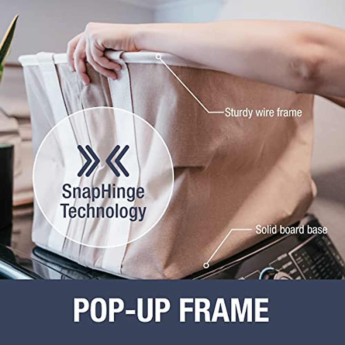 CleverMade Collapsible Fabric Laundry Basket - Premium Foldable Pop Up Storage Bin - Space Saving Hamper with Side Handles Large, Mocha, 2 Pack