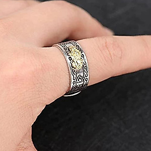 SLINHEWEI 2023 Feng Shui Pixiu Mantra Ring, Anillo Pixiu Feng Shui Ring for Men Women,Ring Adjustable For Wealth And Protection Good Luck Money Amulet, Buddhist Heart Sutra Ring (Multicolor)