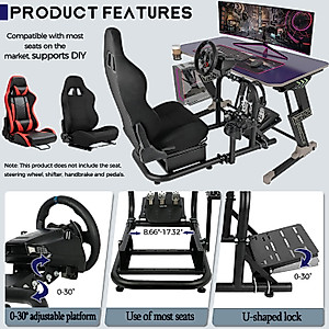 Minneer Stable Racing Simulator Cockpit Fit for Logitech/Thrustmaster/Fanate G29 G920 G923 T248 T300,Steering Wheel Stand,Not Included Seat,Wheel,Pedal & Handbrake
