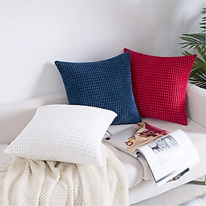 TEAGAN Cozy Throw Pillow Covers, 2PCS Soft Corduroy Corn Solid Pillow Cases, Decorative Cushion Covers for Home Bedroom, Living Room, Home Garden Couch Bed Sofa Chair, Deep Red, 16X16 in