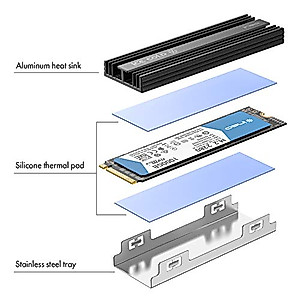 ineo M.2 heatsink 2280 SSD with Thermal Silicone pad for PC / PS5 M.2 PCIE NVMe SSD [M16]