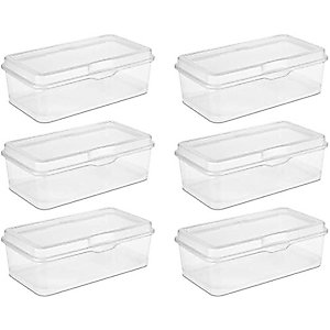 Flip Top Storage Box, Clear, Large, 4.5 x 13-In.