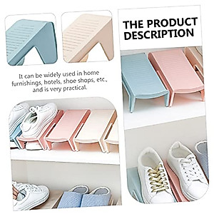USHOBE 4pcs Double Layer Shoe Tray Sneaker Holder Clear Shoe Rack Shoe Rack Organizer Sneakers Holder Shoe Rack Holder Shoes Slots Rack Shoes Rack Shoes Shelf Storage Blue Pp Bracket