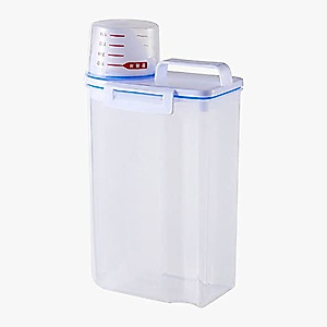 Rice Storage Box With Measuring Cup, Portable Rice Box Rice Cylinder Water-Proof Household Powder Jar Bean Flour Barrel