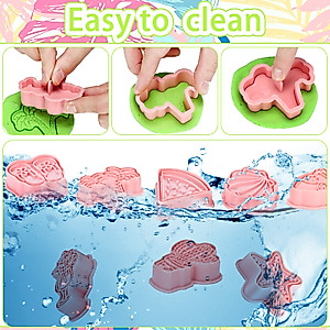 16 Pcs Summer Beach Cookie Cutters with Plunger Stamps Set Hawaiian Biscuit Mold 3D Fondant Cookie Stamper Pineapple Flamingo Cactus Sun Starfish Seashell Palm Tree for Baking Supplies