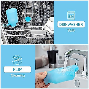 Morlike Silicone Milk Storage Bags, Reusable Breastmilk Containers for Breastfeeding, 9oz/270ml Breast Milk Saver, Leakproof Milk Freezer Pouches, BPA Free (Blue, 5 Pack)