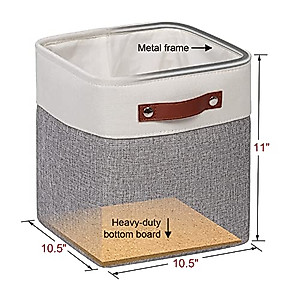 Kntiwiwo Fabric Storage Cubes 10.5”x10.5”x11” Cube Storage Bins for Closet Organizers and Storage Shelves Foldable Storage Bin with Handles, Set of 6, Grey