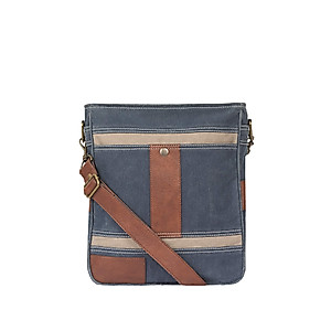 Mona B. Dakota Upcycled Canvas Shoulder Bag, Cameron Crossbody and Ryker Wallet with Vegan Leather Trim MD-5907 (Cameron-Crossbody Admiral)