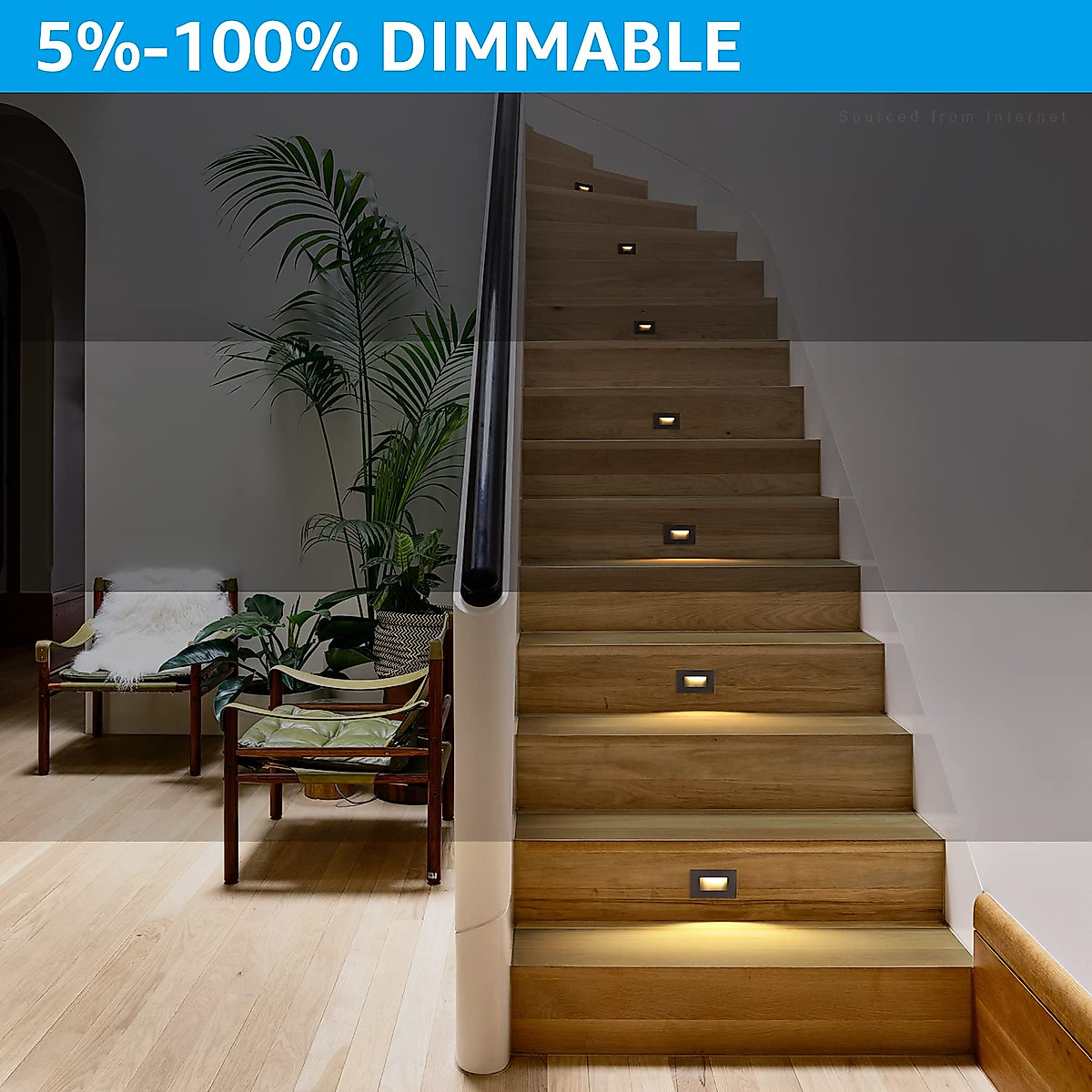 LEONLITE 12-Pack Premium Series 3CCT 120V LED Step Lights, Dimmable 3.5W Indoor Outdoor Stair Light, 3000K/4000K/5000K Selectable, CRI90, 150LM, ETL, Horizontal, IP65, Aluminum, Oil Rubbed Bronze