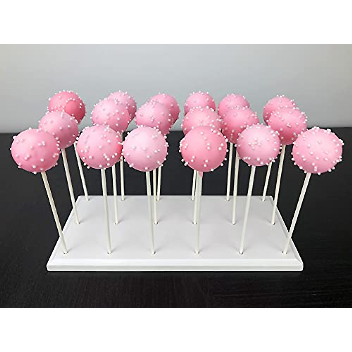 Wood Cake Pop Stand Display - 18 Hole Lollipop Holder, Candy or Sucker Stand for Dessert Table of Wedding, Shower, Birthday Party, White - Fit 5/32" (4mm) Lollipop Sticks