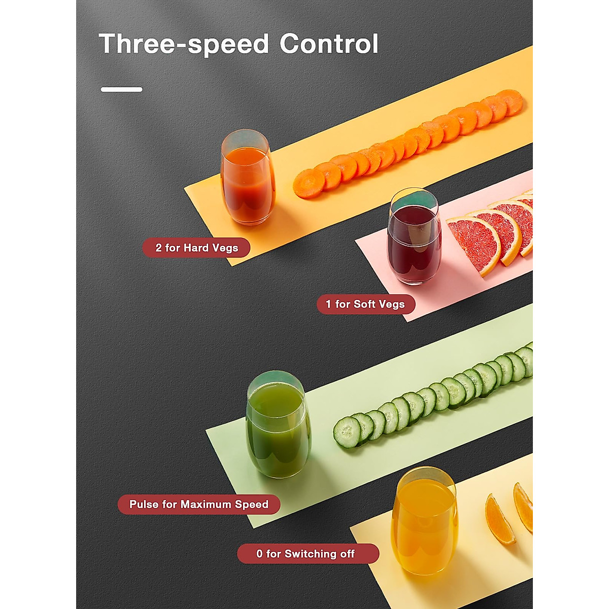 Juicer Machines, Juilist 3" Wide Mouth Juicer Extractor Max Power 800W, for Vegetable and Fruit with 3-Speed Setting, 400W Motor, Easy to Clean, Red