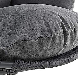 Barton Deluxe Hanging Chair Grey w/Canopy Sun Shade Deep Cushion Lounge Seating Outdoor Indoor Patio Bedroom Hanging Swinging