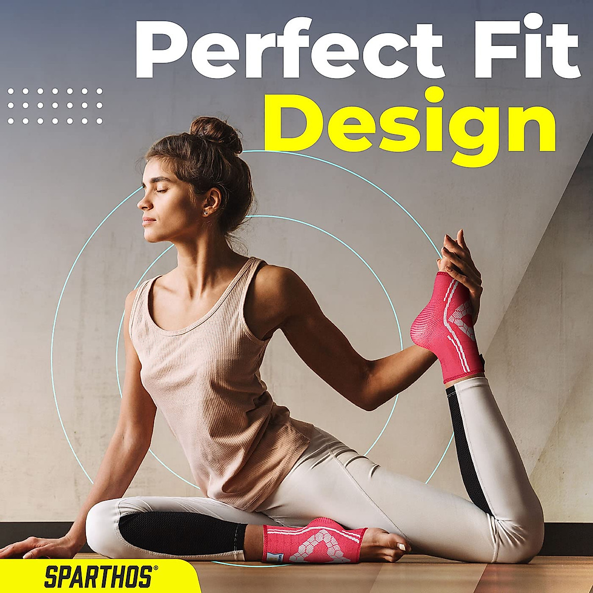 Sparthos Ankle Compression Socks (Pair) – Plantar Fasciitis Sleeves with Arch Support – Foot Ankle Brace for Men and Women – Injury Recovery - Pain Relief for Sprains, Strains, Arthritis (Pink-XL)