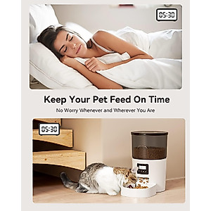 IMIPAW Automatic Cat Feeders, 3L Timed Cat Dry Food Dispenser, Dual Power Supply, Programmable Portion Size, 1-6 Meals Per Day, Auto Pet Feeder for Cats and Small Dogs