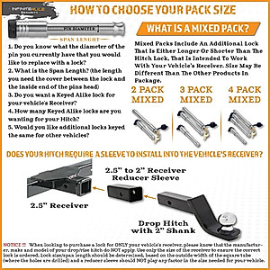 InfiniteRule Security 61781 | 4 Pack Mixed 3.0, Keyed Alike, Hitch Locks for B&W 3.0" Tow & Stow 21K LB - Includes Lock for 3.0" Receiver