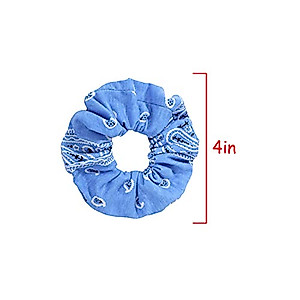 Bandana Print Scrunchies Hair Ties, 5PCS Cotton Hair Elastics for Women
